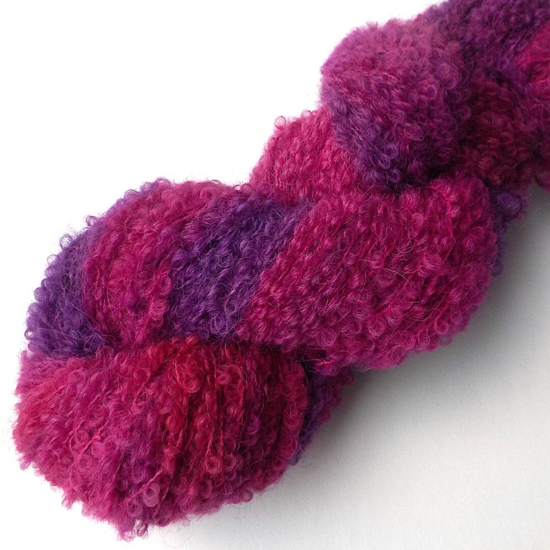Bouclé Yarn Alpaca Merino Hand Dyed Loopy Knitting Yarn Impatiens - Etsy