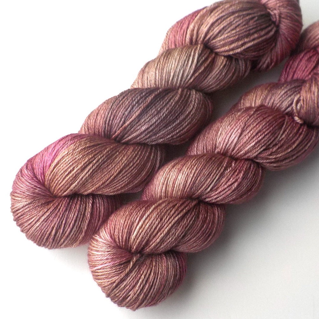 Hand Dyed Yarn Silk Merino 50/50 Silky Fingering Yarn Mallow Rose 435 ...