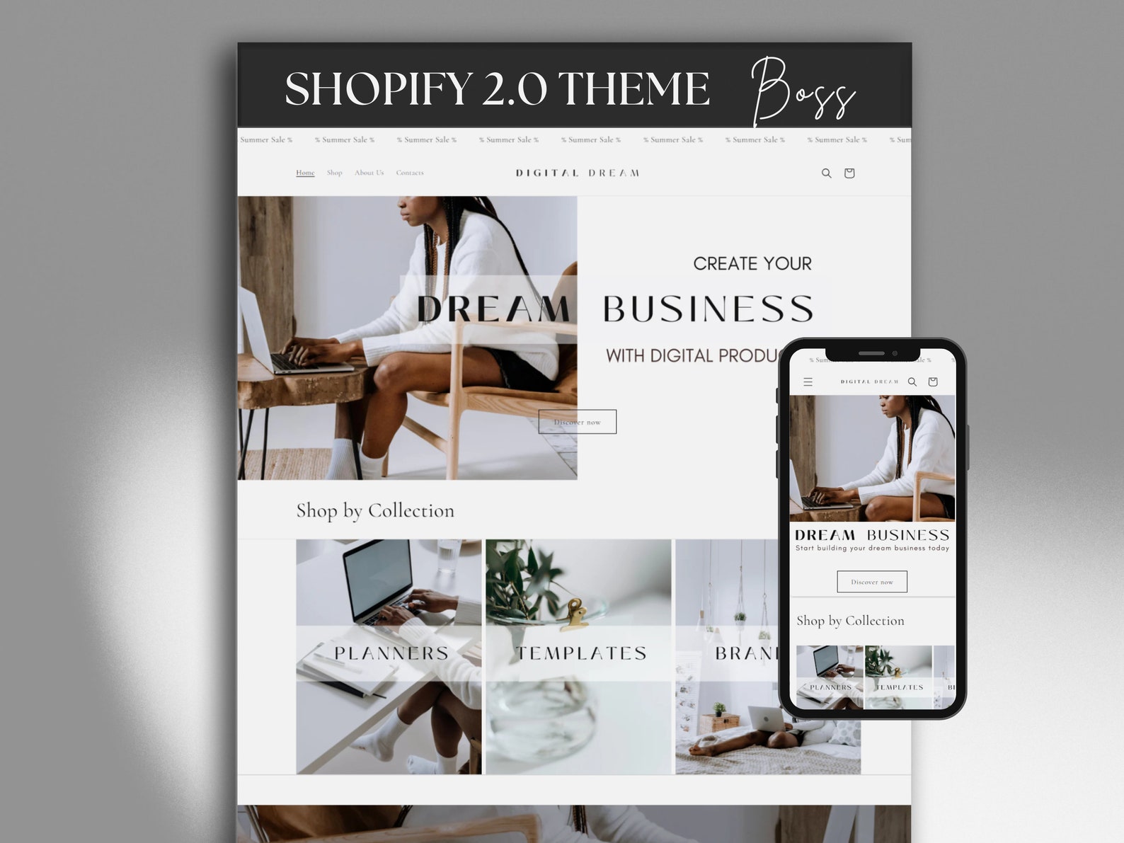 Minimalist Shopify Theme: Digital Products, Ecommerce Website Template ...