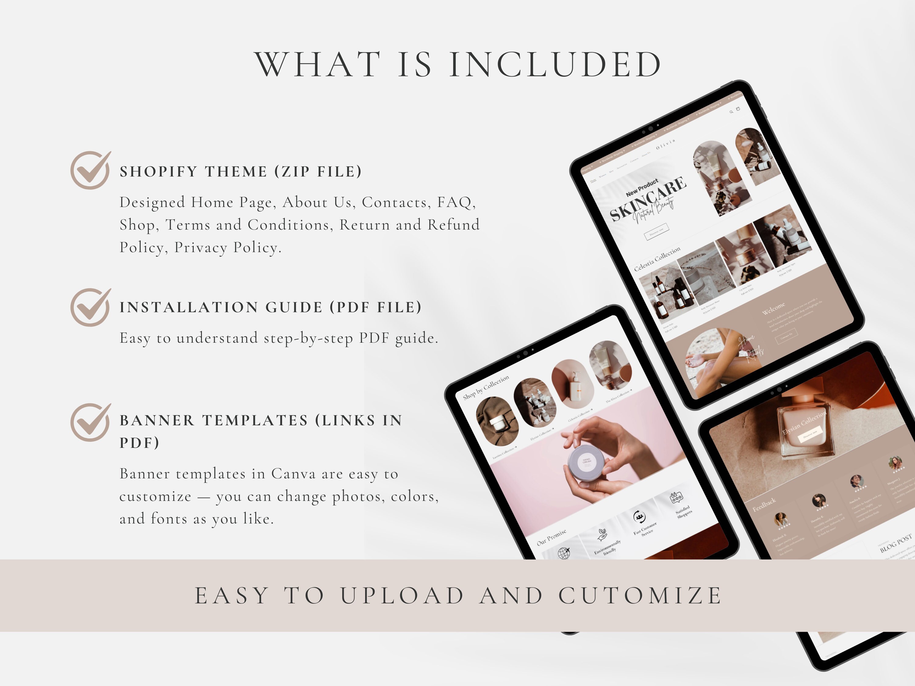 Shopify Website Template in Beige, Shopify Theme Design for Clothing ...