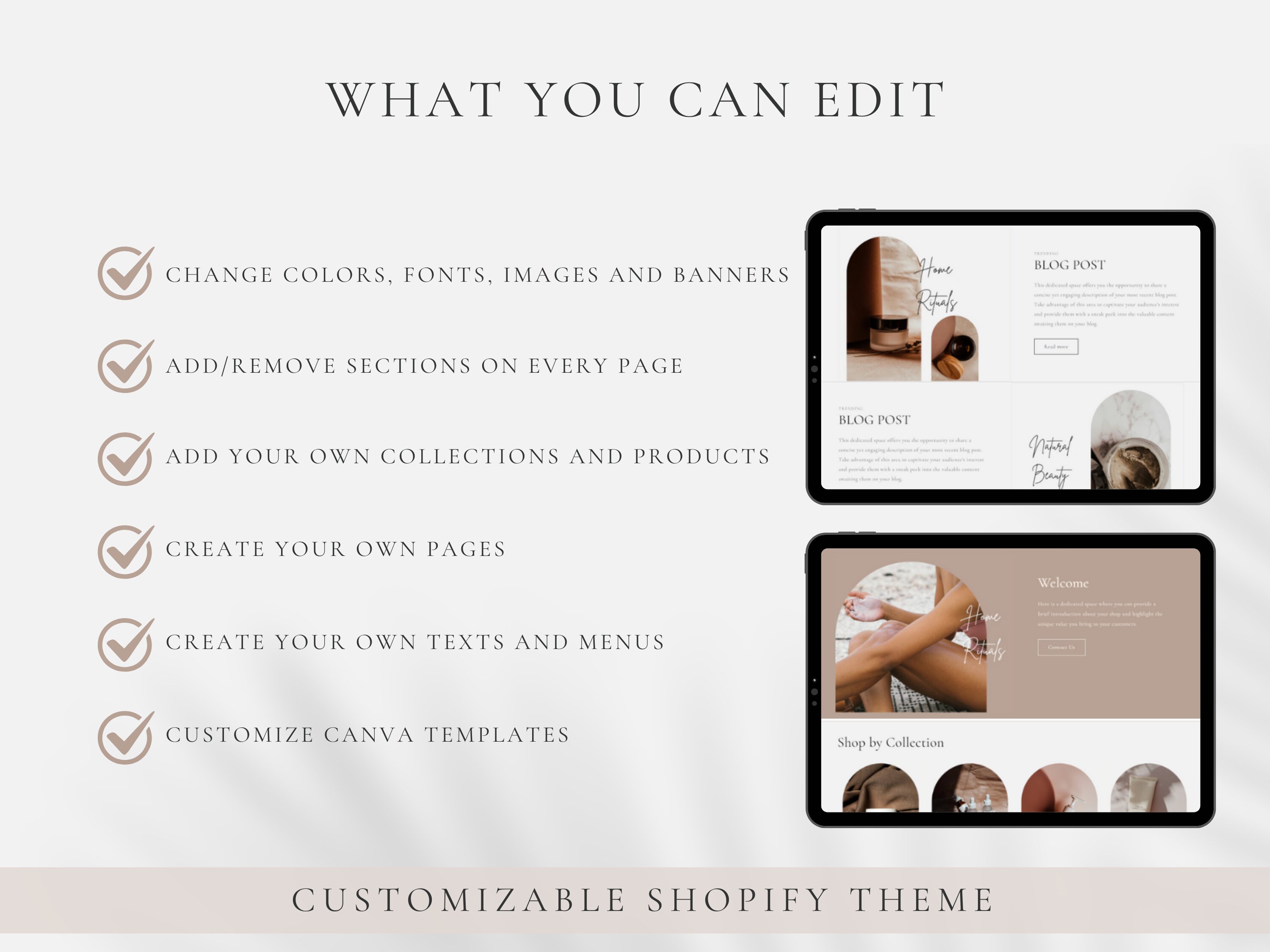 Shopify Website Template in Beige, Shopify Theme Design for Clothing ...