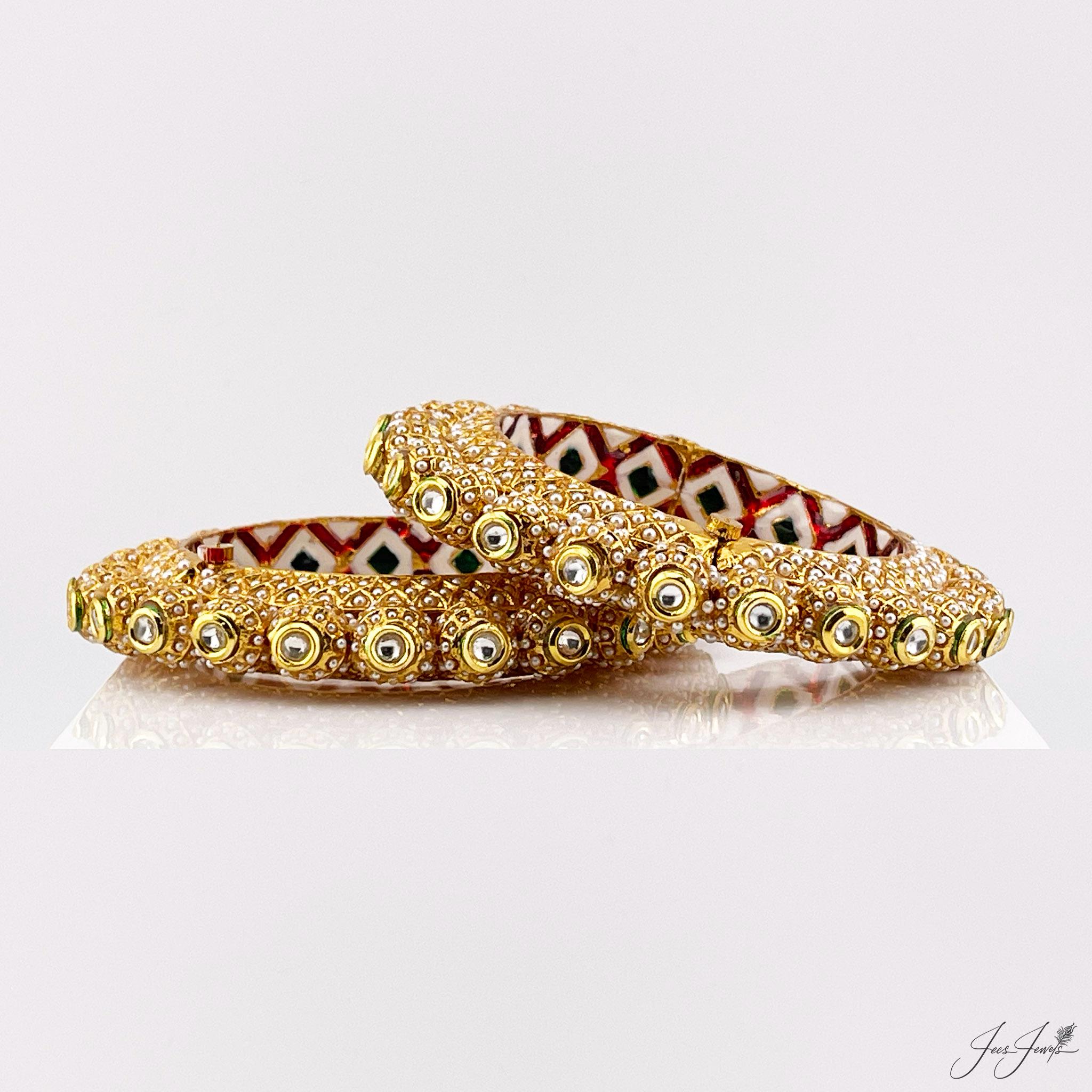 Traditional Rajasthani Kundan and Pearl Beads Pacheli Golden Plated ...