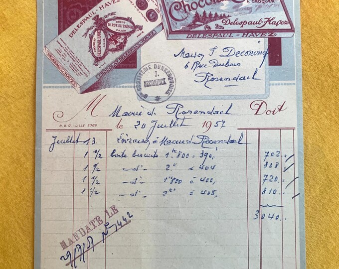 Antique Famous French Chocolate Receipt - Etsy