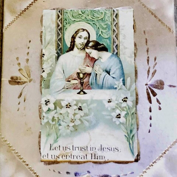 Small Antique Holy Card With Beautiful Image and Frame | Etsy