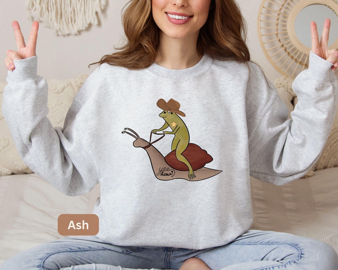 Cowboy Frog Sweater, Funny Toad Snail Sweater, Western Frog Riding a ...