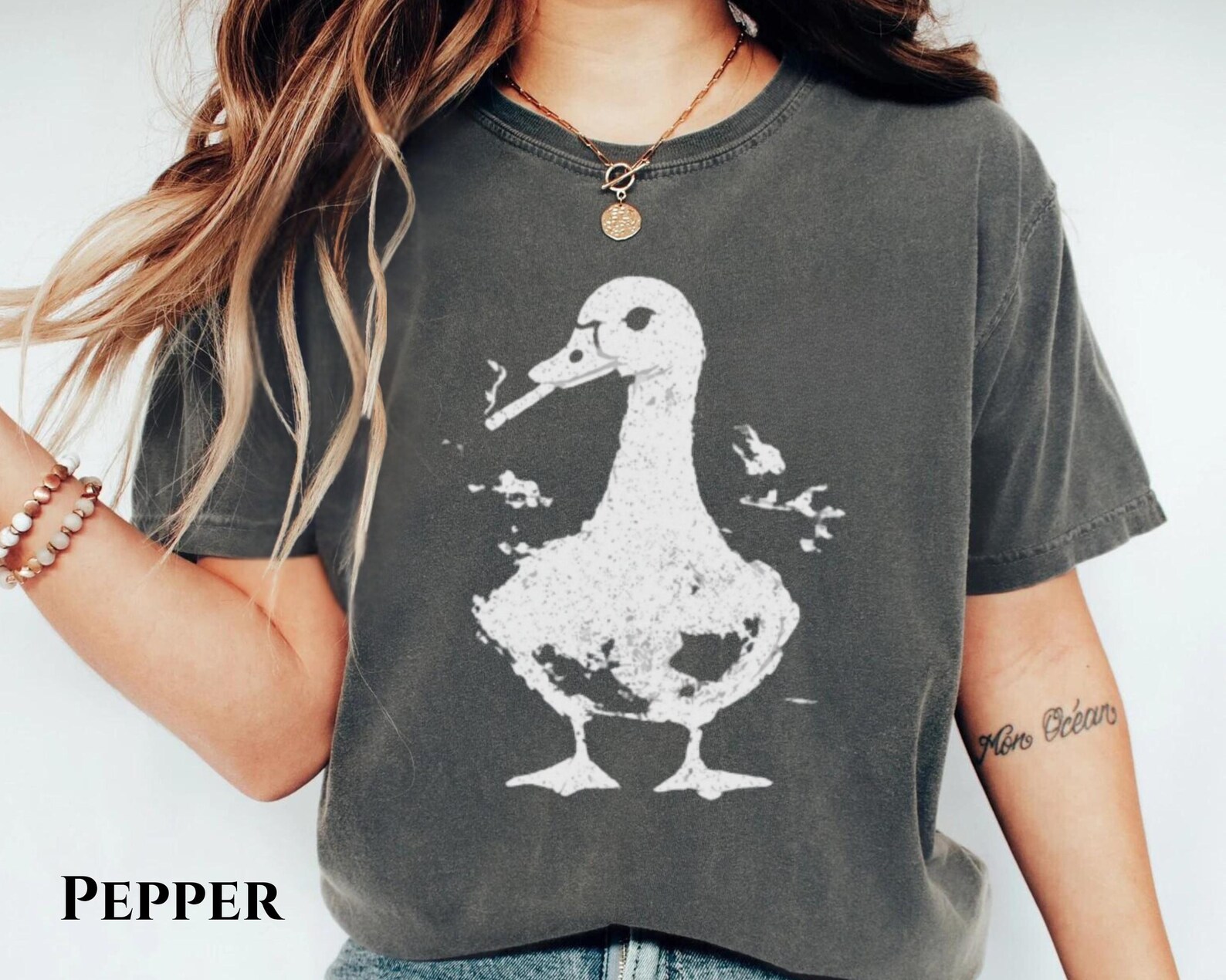 Vintage Grunge Goose Comfort Color T-shirt, Unhinged Goose Smoking a ...