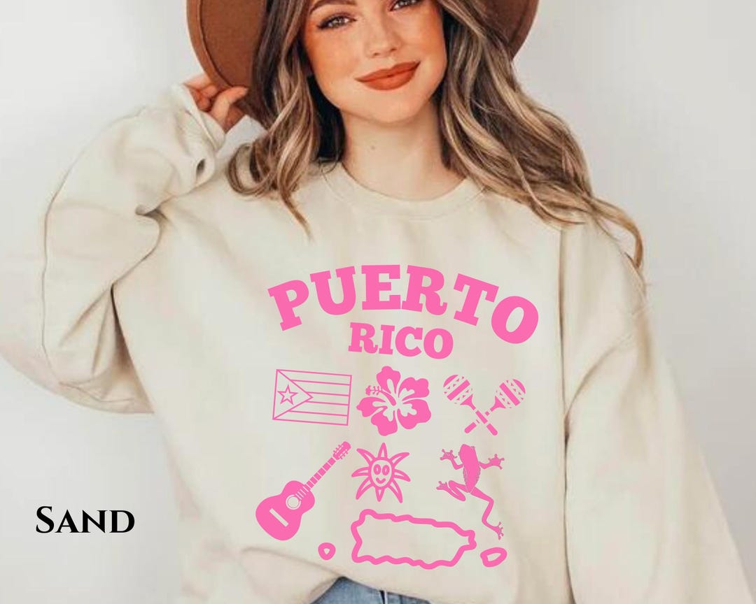 Puerto Rico Sweatshirt Pink Boricua Puerto Rico Flag Coqui Frog ...