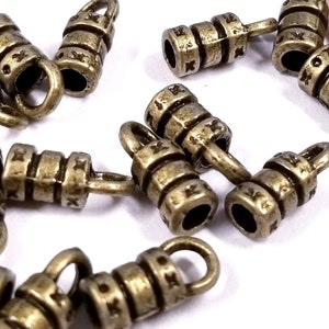 80 Cord End, Antique Brass Cord Ends With 3.5mm Loop, 2.5mm I.D. 10x4mm ...