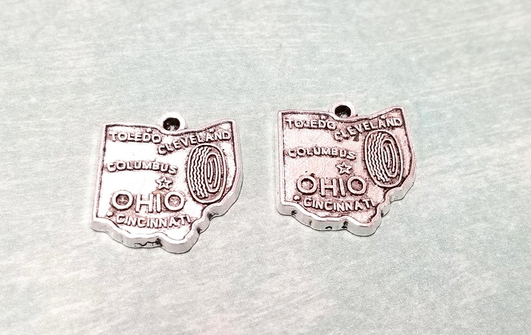 4 Ohio Map Charms Antique Silver 20x18mm C9153 - Etsy