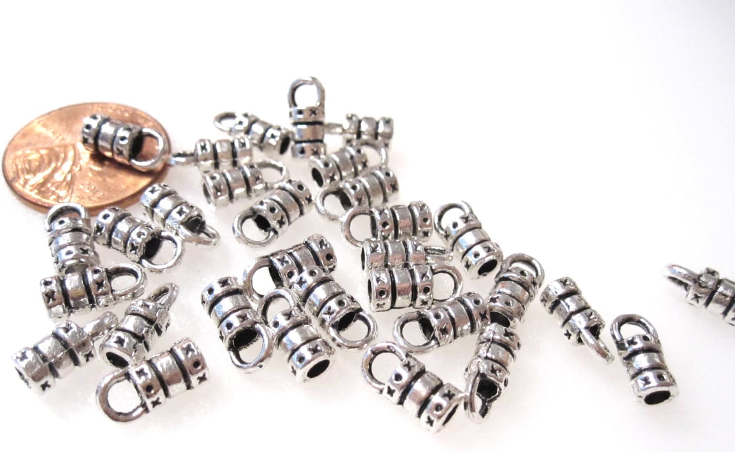 20 Cord End, Antique Silver With 3.5mm Loop, 2.5mm I.D. 10x4mm CE9017 ...