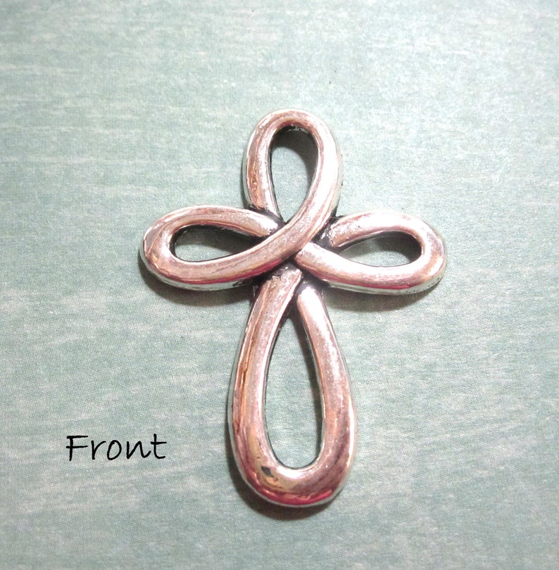 1 Open Cross Pendant, Open Loop Cross, Drop or Charm, Silver Plated ...