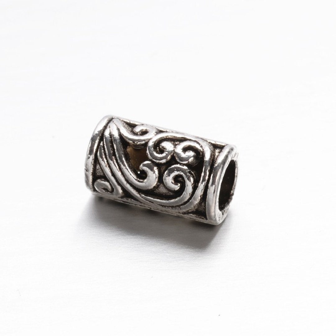 25pcs Antique Silver Column Tube Beads 8.5x5mm 3mm Hole Tibetan Style ...