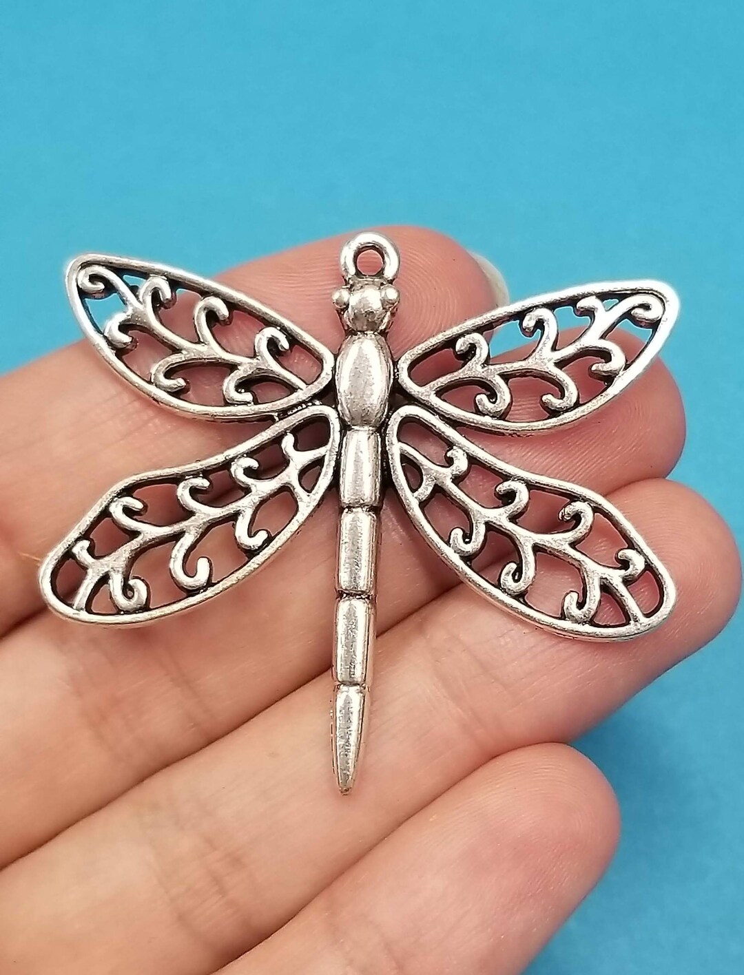 1 Silver Dragonfly Pendant Filigree Dragon Fly 43x47mm C9207 - Etsy