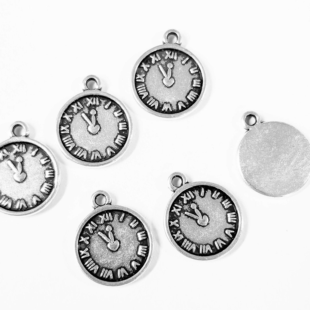 5 Silver Clock Charm, Clock Face Charms, 15x13mm C9261 - Etsy