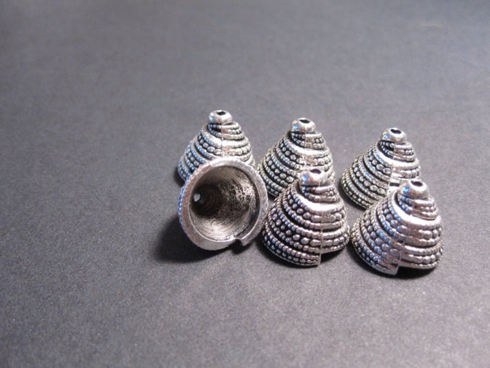 6 Silver Bead Caps Kumihimo End Caps BC1118 | Etsy