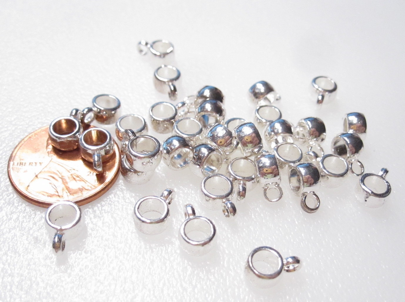 Bail, 12 Pcs Bright Silver Bails, 9x4mm With 4mm I.D. Perfect for Large ...