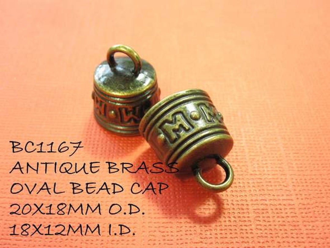 2 Antique Brass Oval Tassel Caps, 20x18x16mm Bead Caps, 18x12mm I.D ...