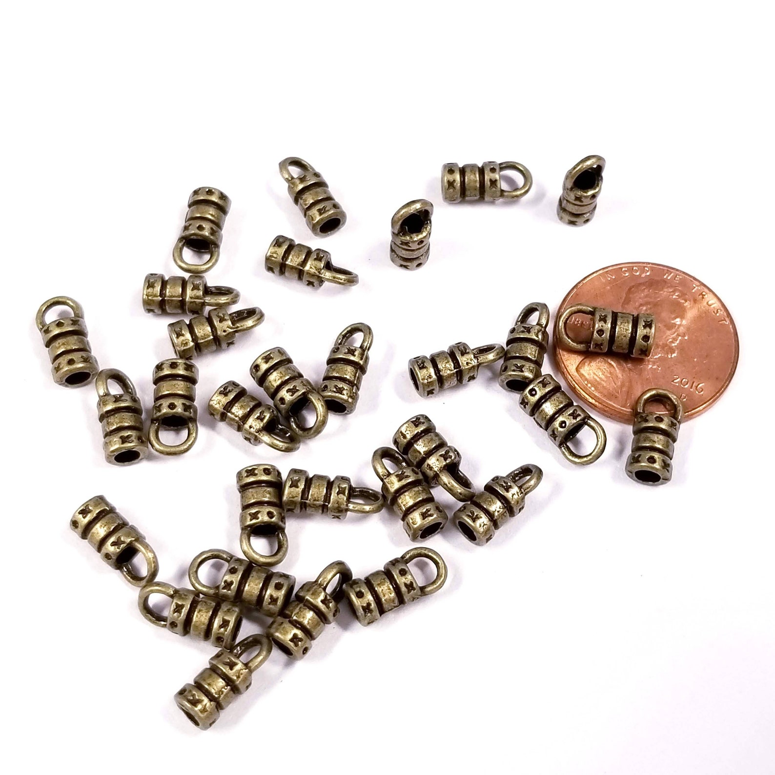 Antique Brass Cord Ends With 3.5mm Loop, 2.5mm I.D. 10x4mm O.D. Ce9017b ...