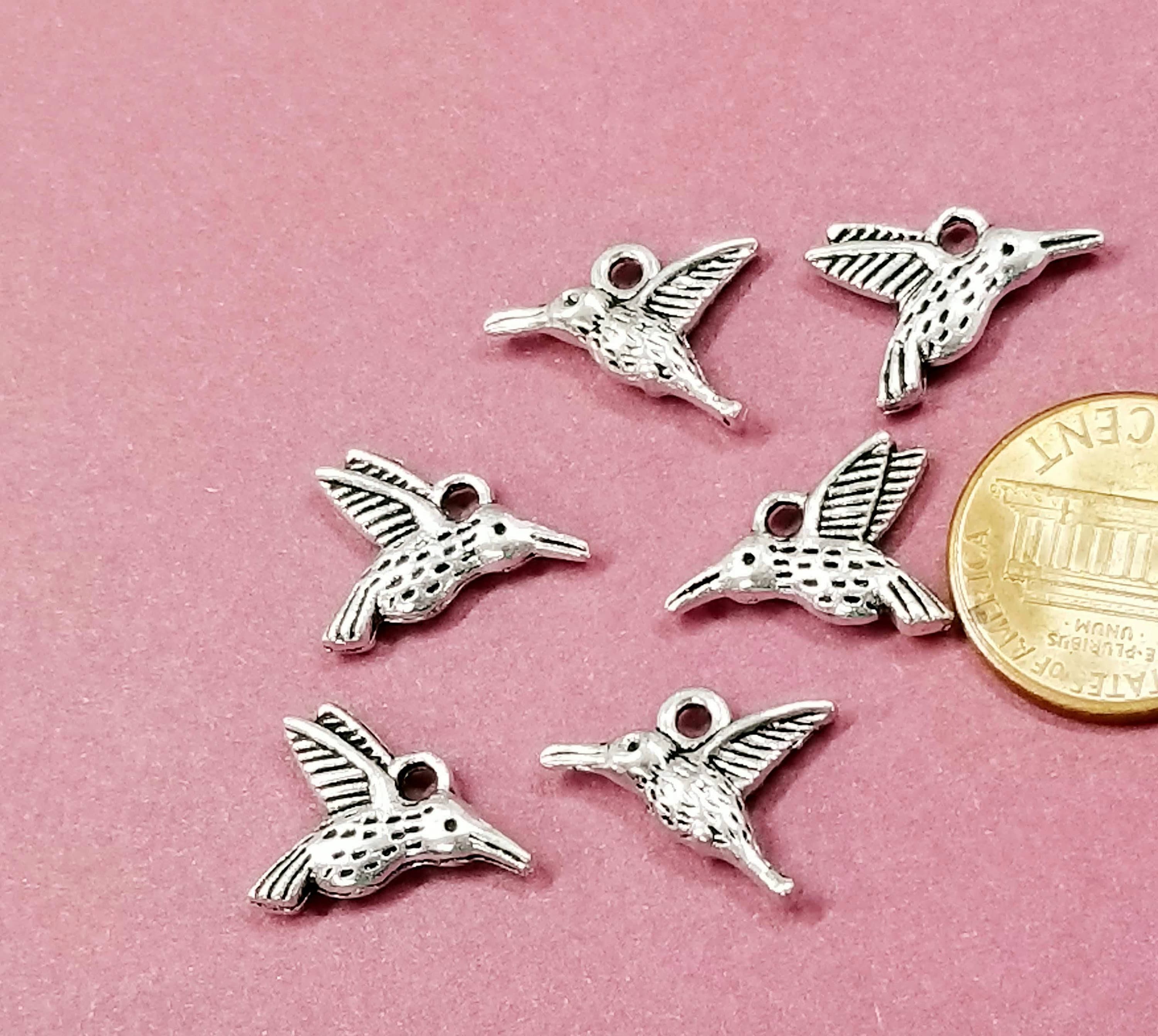15 Hummingbird Charms Silver Double Sided Hummingbirds 14x6mm | Etsy