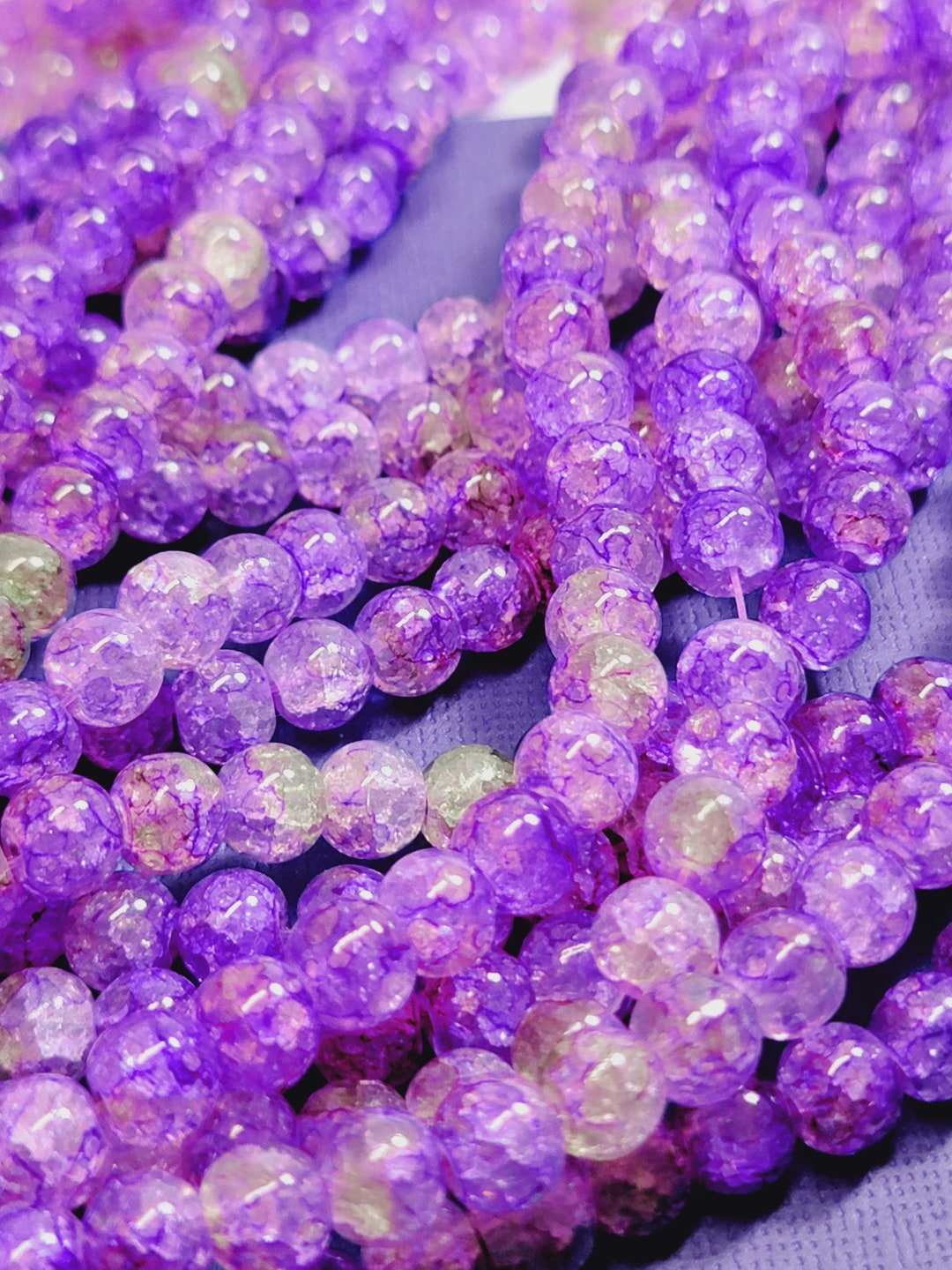 1 Strand Purple 8mm Round Crackle Glass Beads Abt 100 Pcs CGB 629 - Etsy