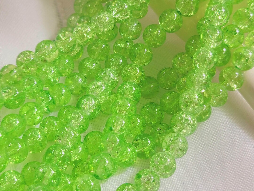 1 Strand Green 8mm Round Crackle Glass Beads Abt 100 Pcs CGB 658 - Etsy