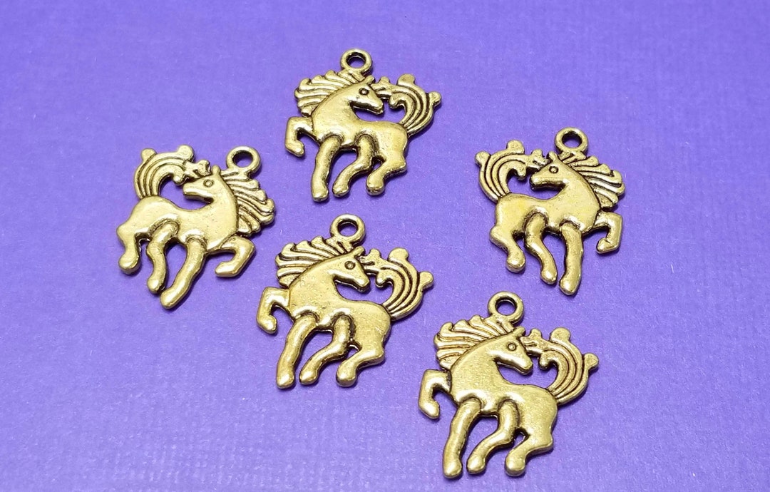 6 Gold Unicorn Charms, Mustang Charms, 25x18mm C9169 - Etsy