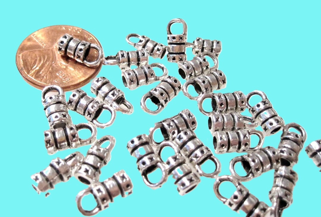 100 Cord End, Antique Silver Cord Ends With 3.5mm Loop, 2.5mm I.D ...