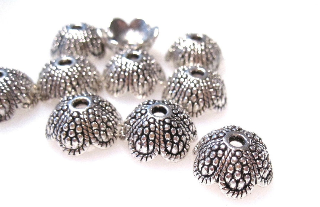 10pcs Silver Bead Caps, Acorn Caps, Fit 12 to 14mm Beads BC1129 - Etsy