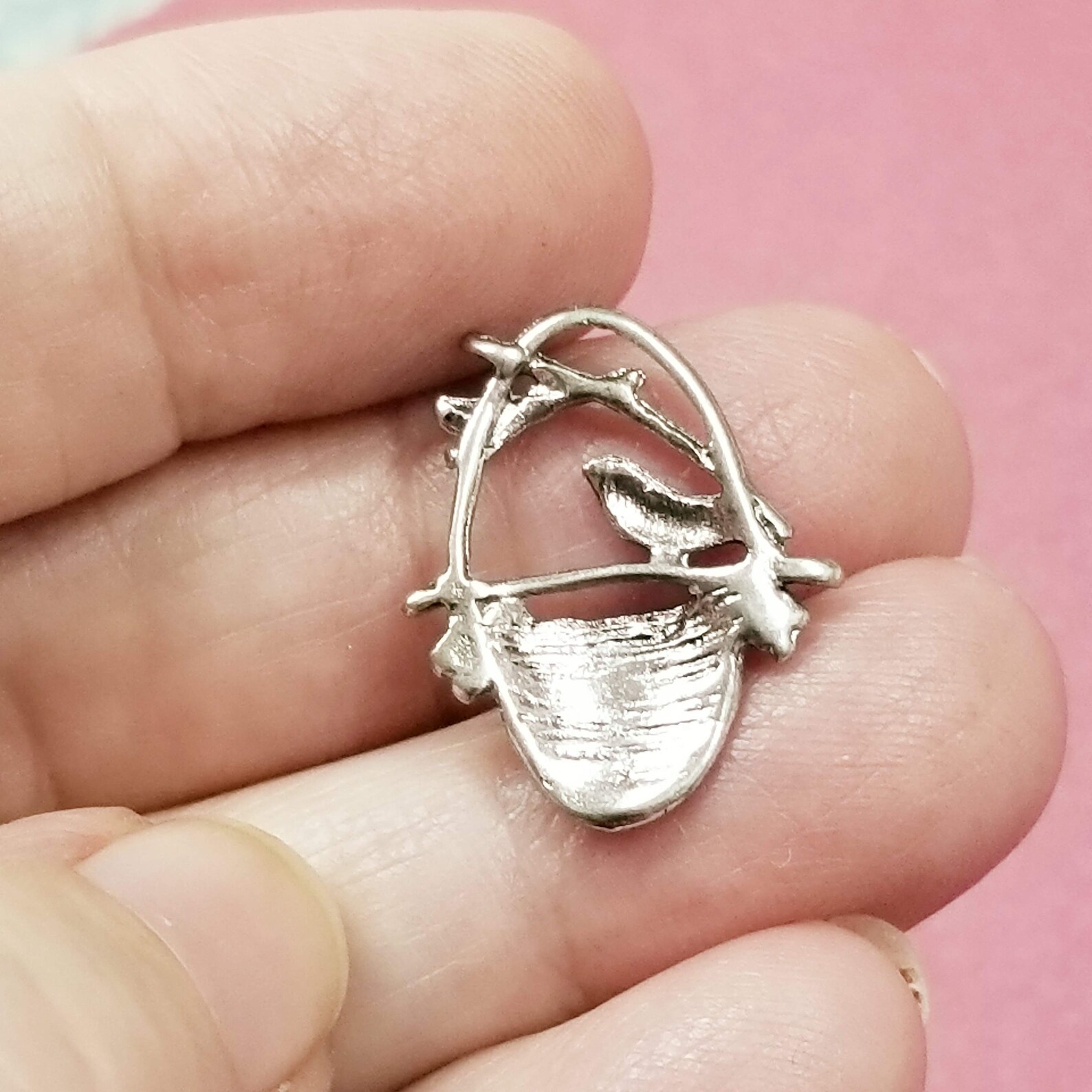 5 Bird and Nest Charms, Antique Silver Charms 22x19mm C9268 - Etsy