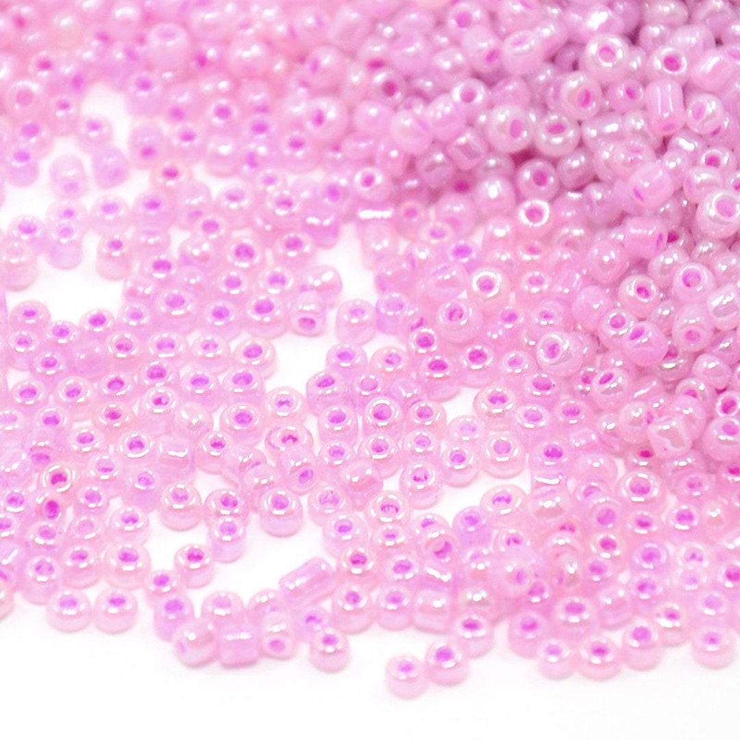 Pink Glass Seed Beads 40 Grams 2mm Round 1mm Hole Pearl Finish SB0049 ...