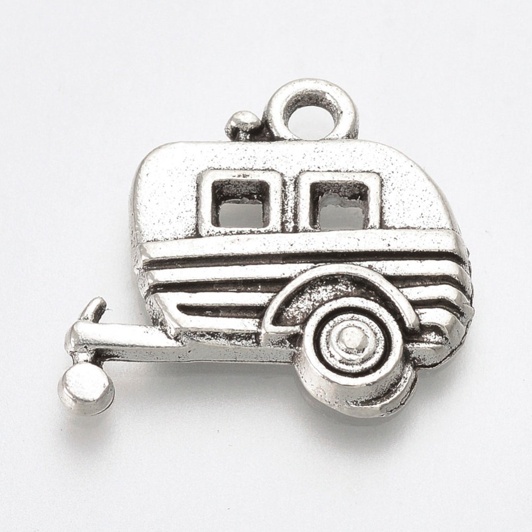 8pcs Silver Camper Van Caravan Shape Mobile Home Charms Pendants House ...