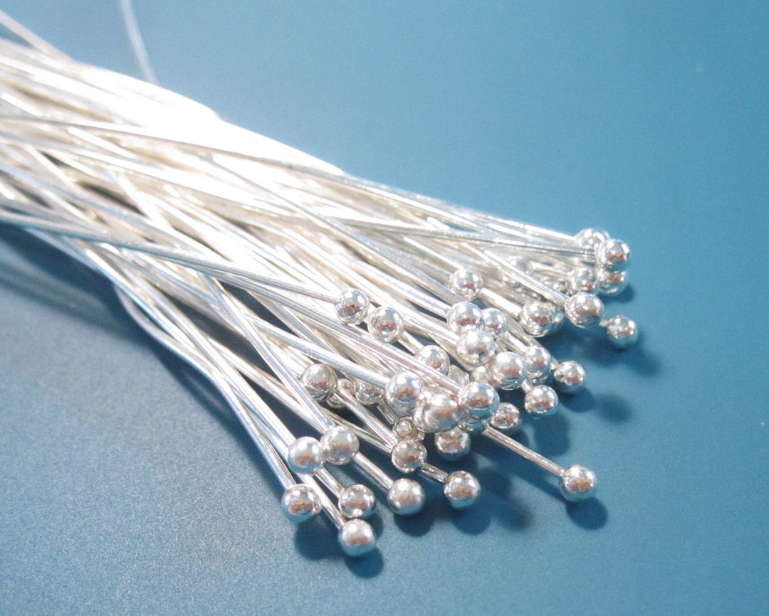 100pcs Bright Silver Plated Ball Head Pins 50mm 2 Inches 23ga Ball Pins ...