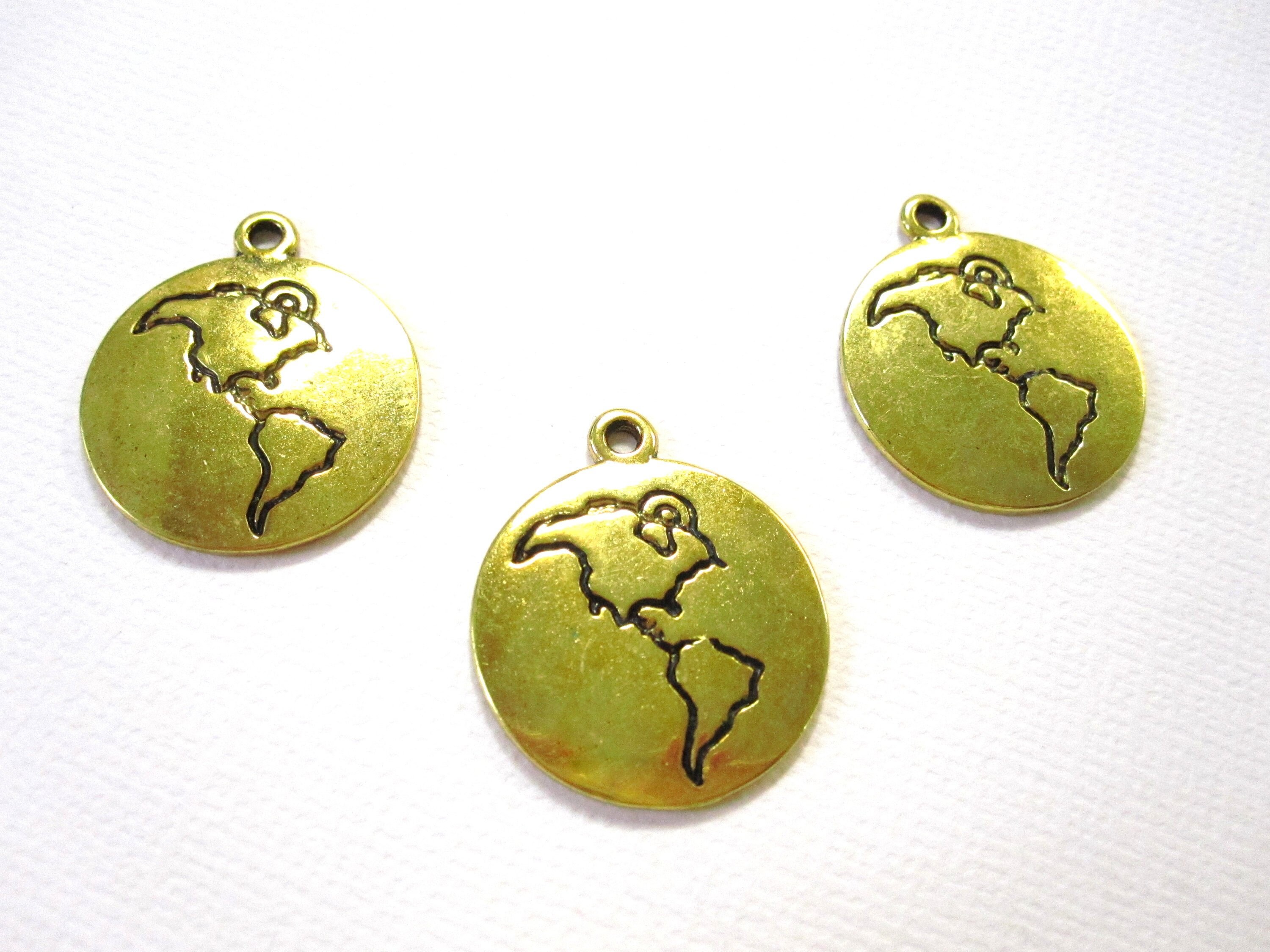 12 Map Charms Gold Charm 24x20mm C9112 - Etsy
