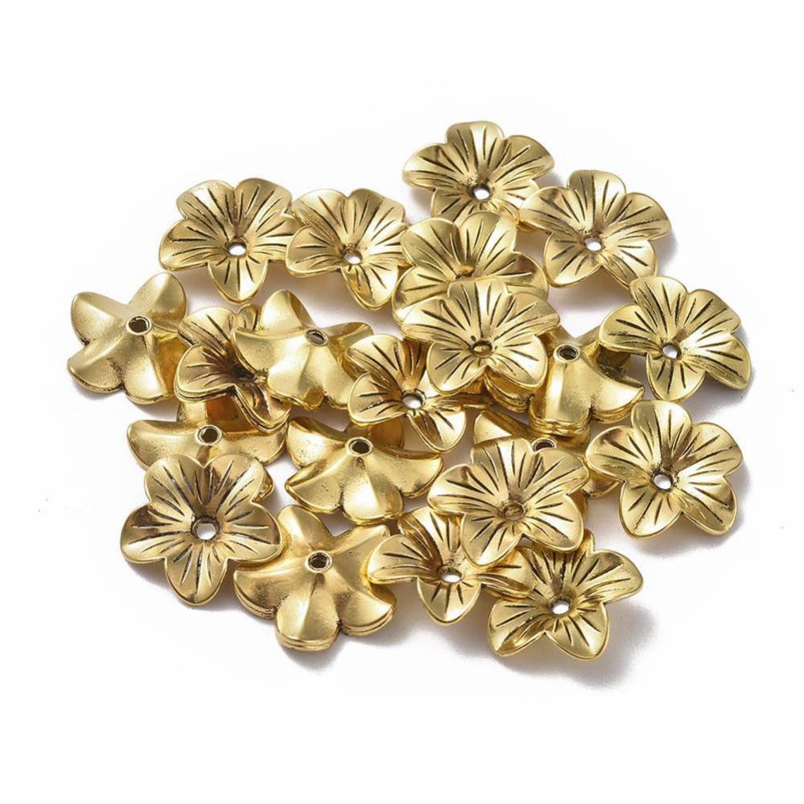 10 Pcs Gold Tone Flower Bead Caps 17x4mm BC22-004 - Etsy