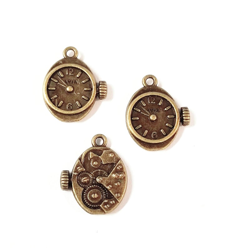 5 Antique Brass Clock Charms, Clock Works Charm 21x18x3mm C9260 - Etsy