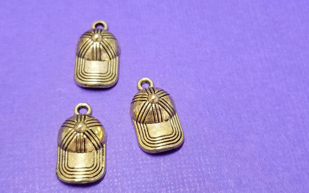 5 Baseball Cap Charms, Antique Gold Tone 3D, 19x10mm, C9164 - Etsy