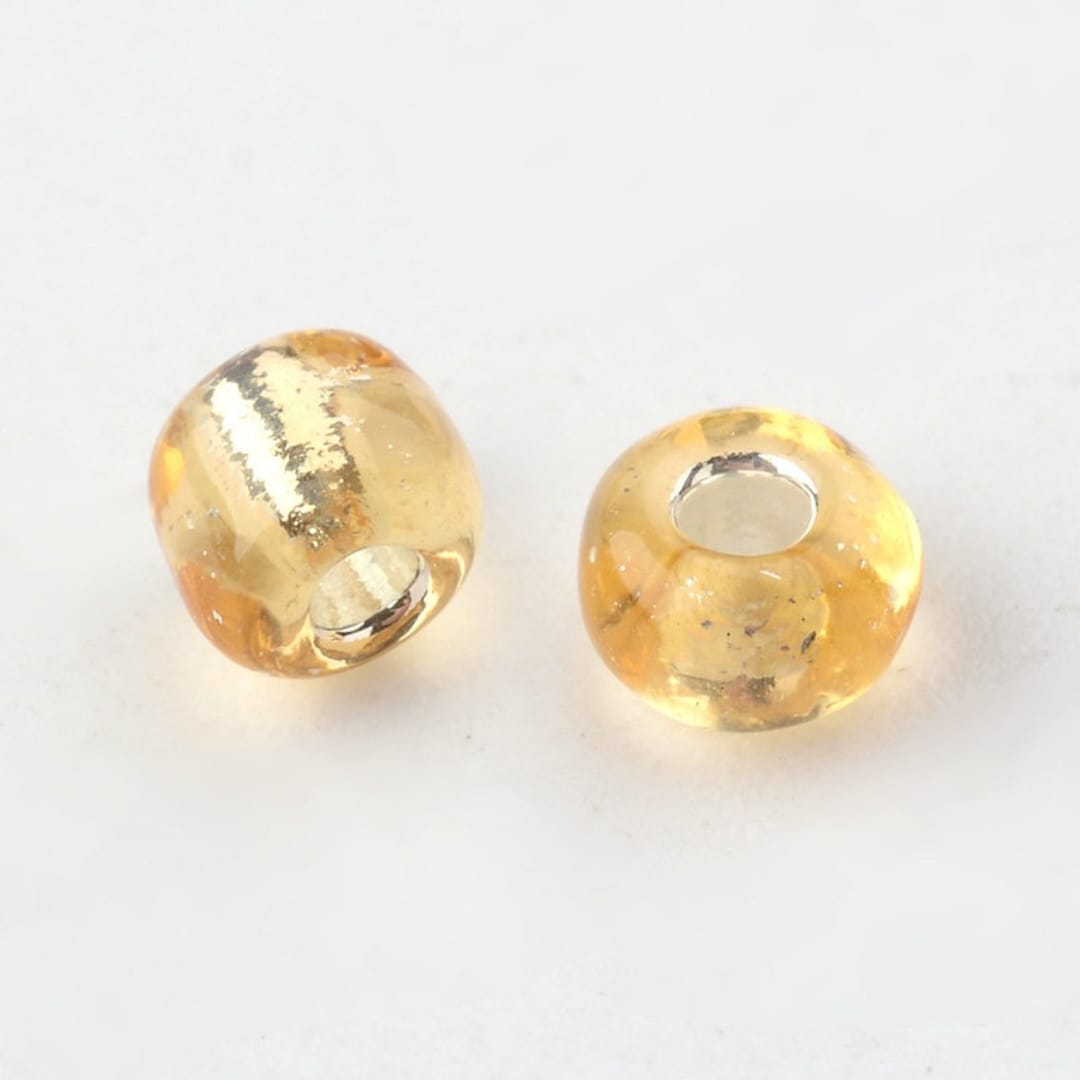 40 Grams Pale Yellow Glass 6/0 Glass Beads, 4mm Round W/ Silver Lined 1 ...