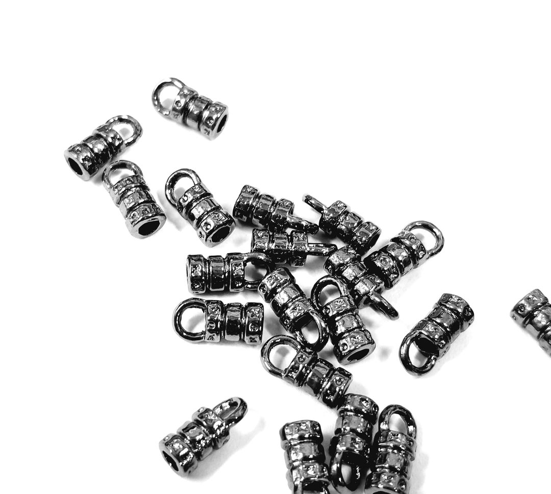 20pcs Cord Ends, Gun Metal Gray/black Cord Ends With 3.5mm Loop, 2.5mm ...