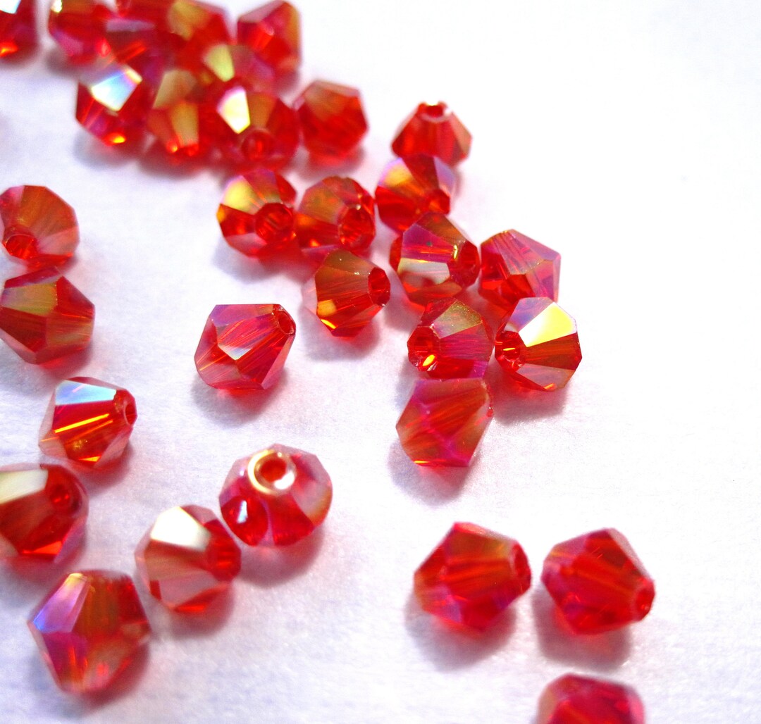 Faceted Bicone Red Orange AB 4mm Bicone Crystal Beads 100 GB0250 - Etsy