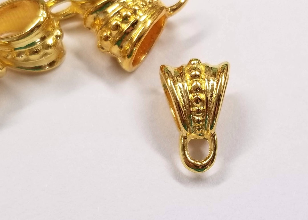 10 Gold Bails, Double Sided Triangle 14x7mm, 7.6x5.6mm I.D. Closed Loop ...