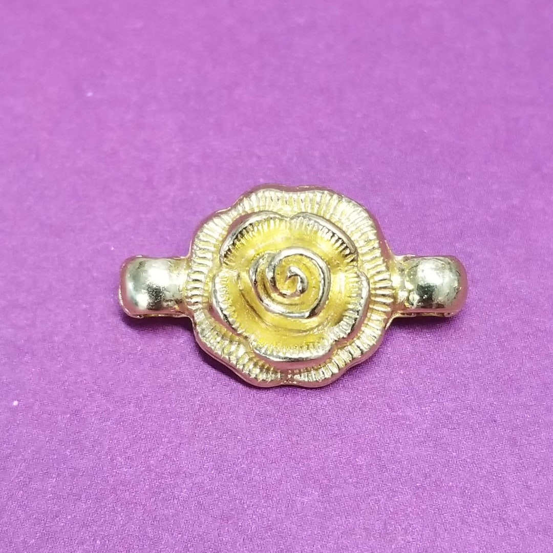 6 Rose Connectors With 2 Loops 23x13x5mm, Gold Plated Rose Links FN9019 ...