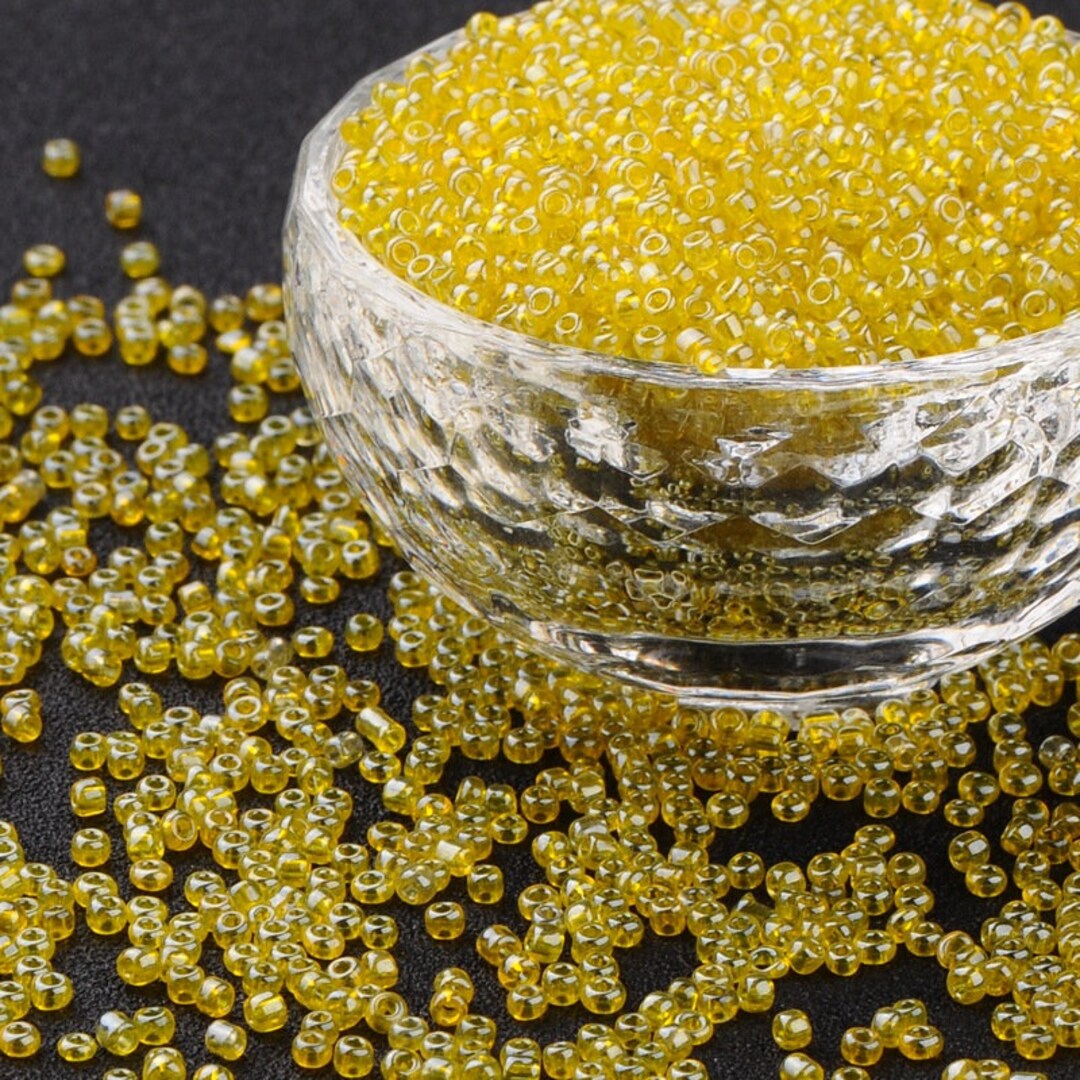 Yellow Luster Glass Seed Beads, 2mm Round Hole 1mm 40 Grams SB0042 - Etsy