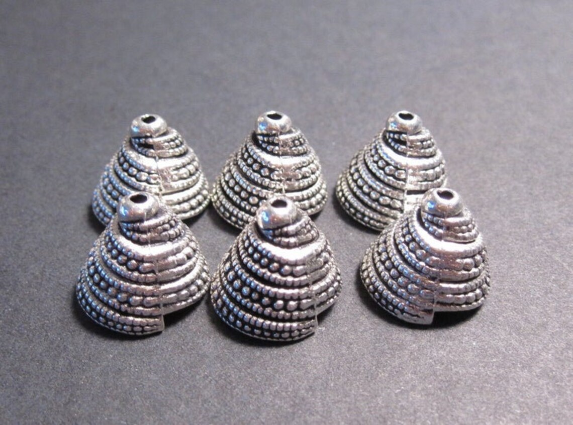 6 Silver Bead Caps Kumihimo End Caps BC1118 | Etsy