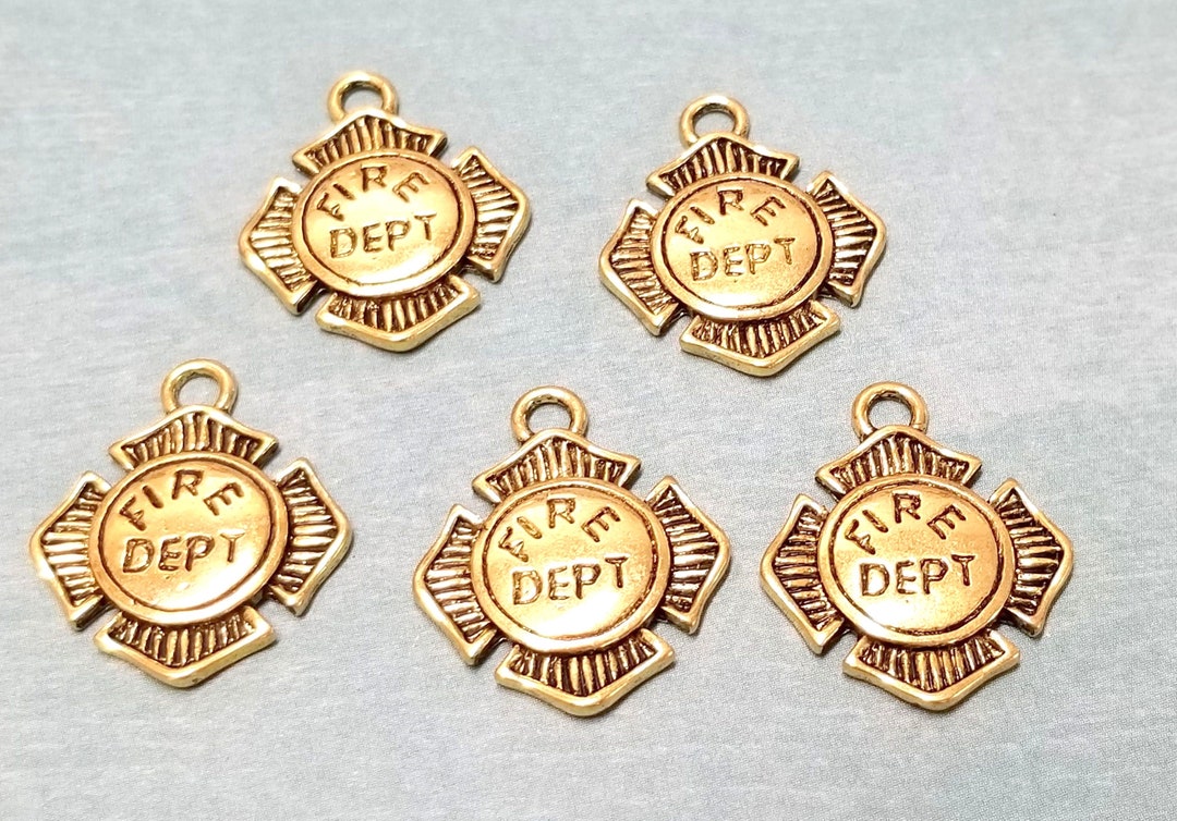 2 Fire Insignia Charms in Antique Gold 23x19mm C9179 - Etsy