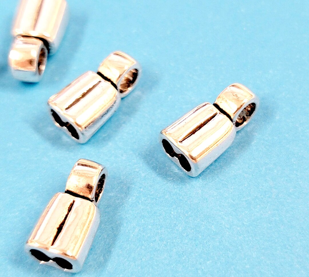 20 Cord Ends, Loop Top Smooth and Sleek, 13.6x7.4x5mm. Two Openings 2 ...