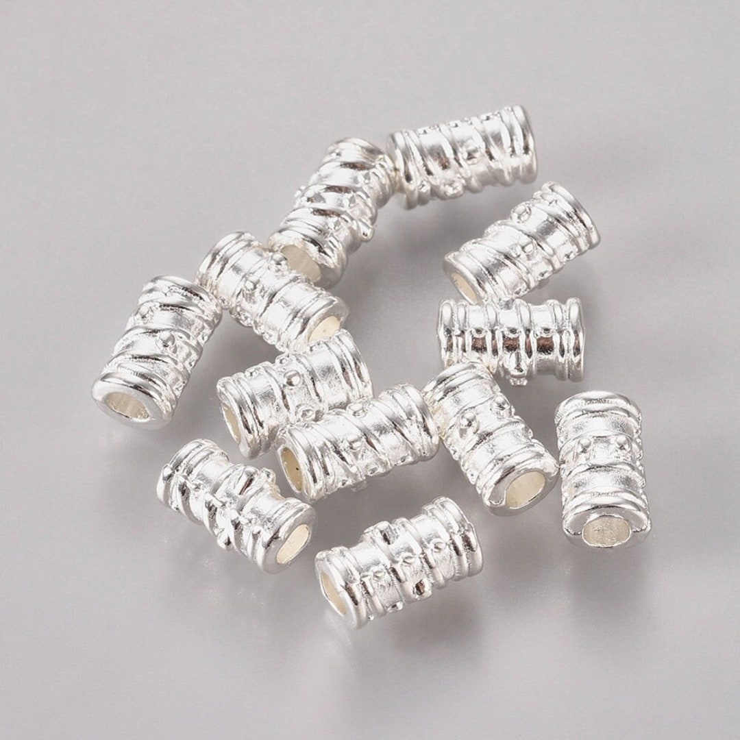 25pcs Column Beads Bright Silver, 9x5.5mm, Hole: 3mm Tube Beads MB22 ...