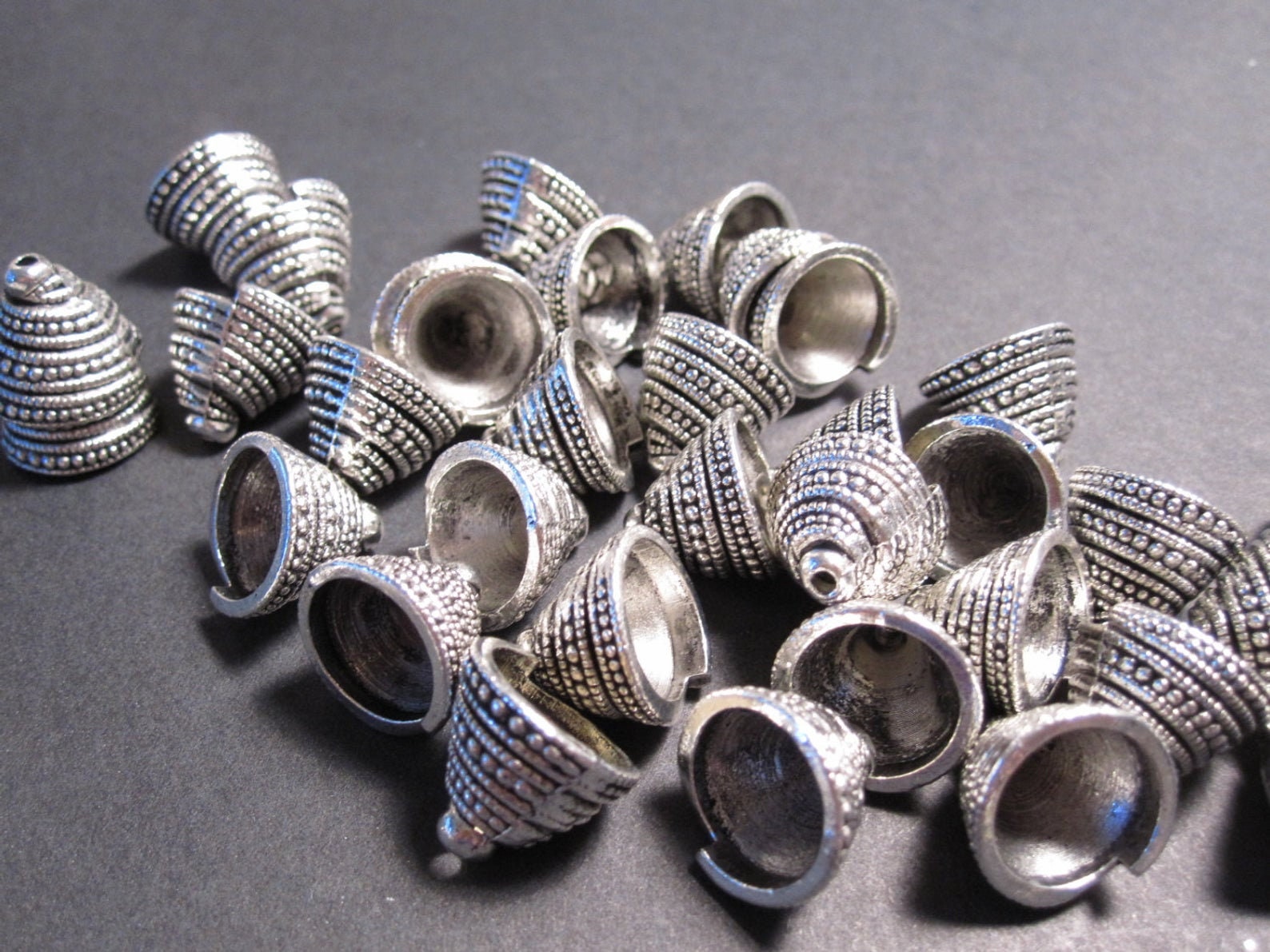 6 Silver Bead Caps Kumihimo End Caps BC1118 | Etsy