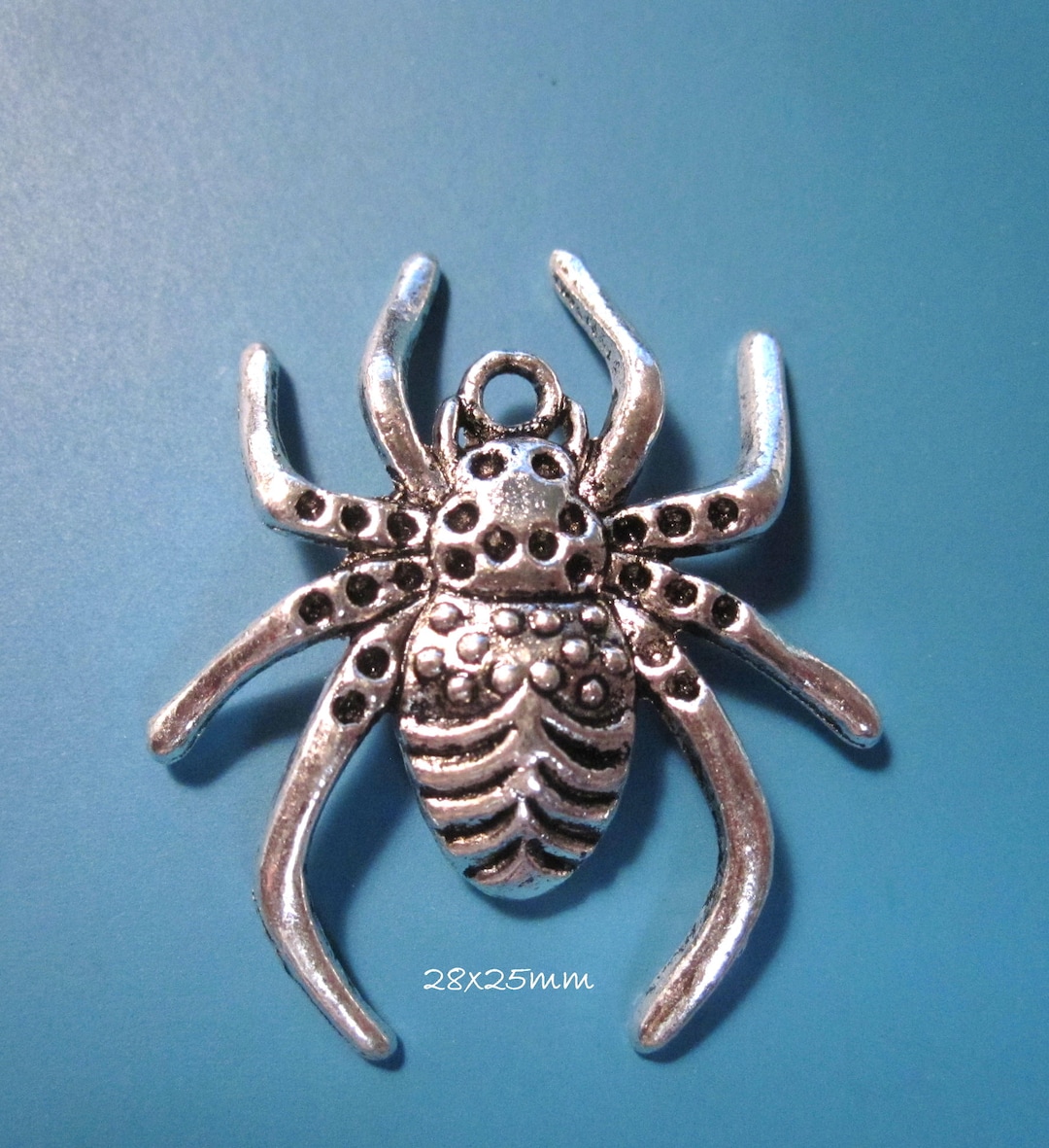 2 Large Spider Charms / Spider Pendants Antique Silver Tone, 3D 28x25mm ...