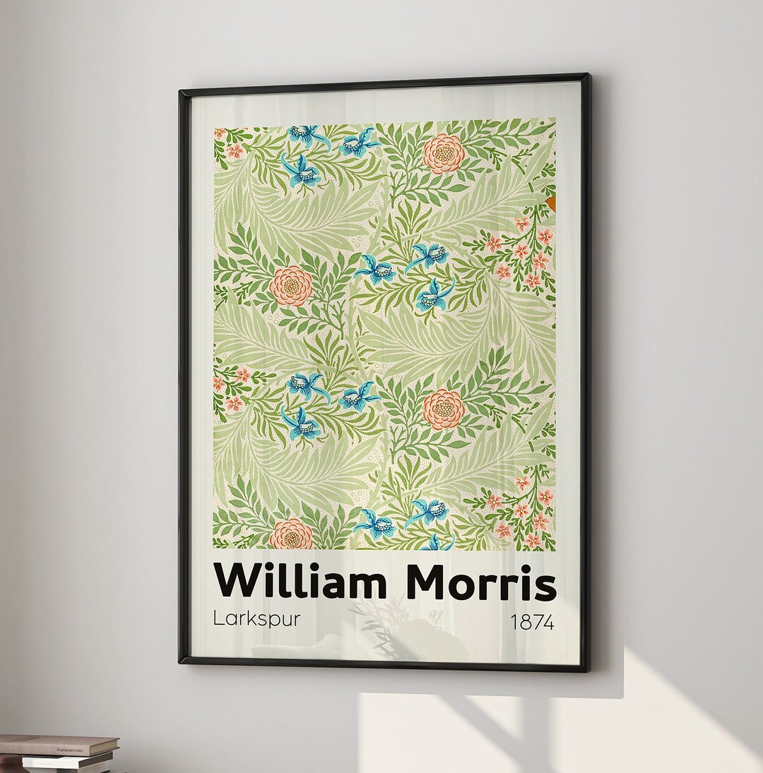 William Morris Larkspur Botanical Print, Vintage Floral Poster Wall Art ...