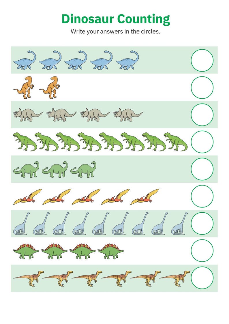 Learn Math With Dinosaurs School Activity for Kids - Etsy